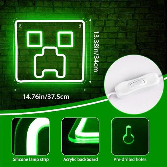 Urban Outfitters | Wall Decor | Neon Led Minecraft Creeper Wall Sign ...
